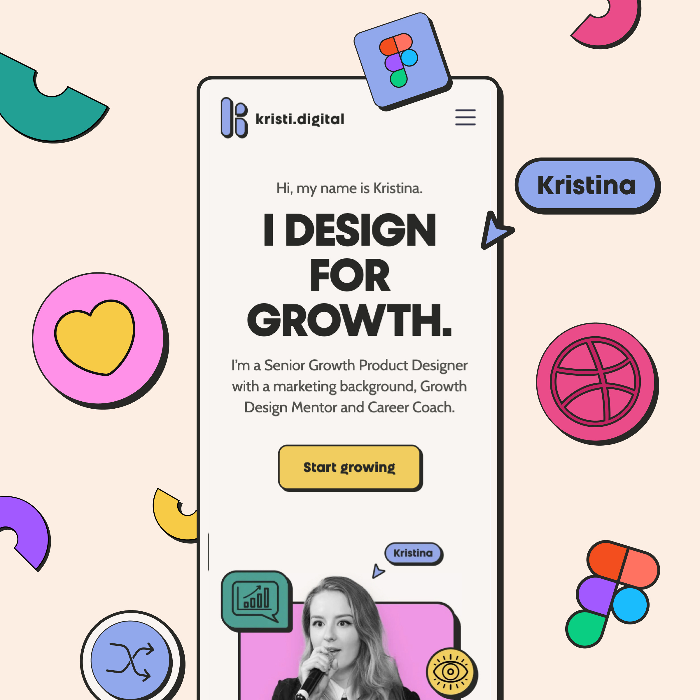 Personal Website Redesign for a Product Designer | NeoBrutalism by Kristina Volchek on Dribbble