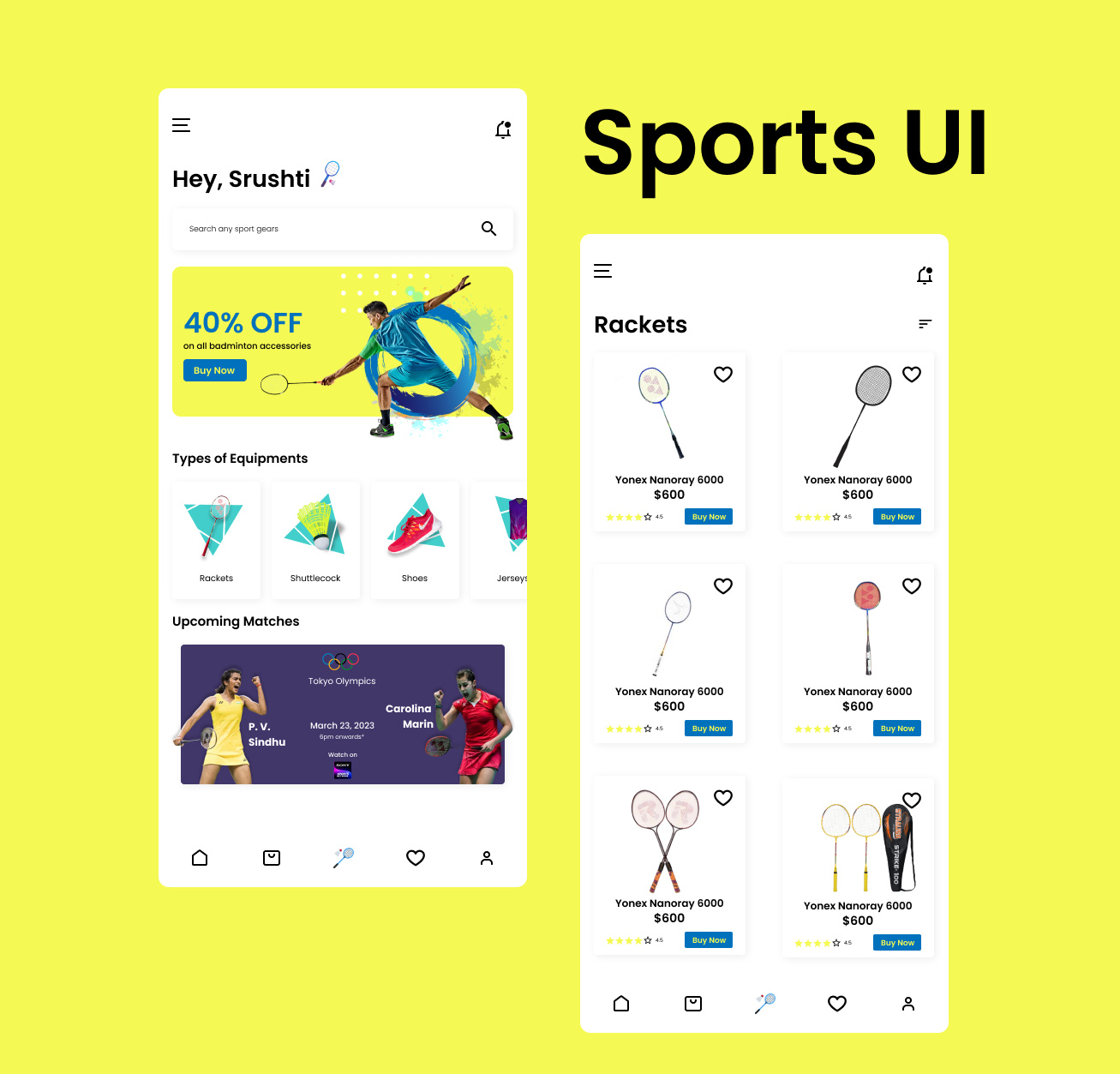 Badminton UI by Srushti Chambavane on Dribbble