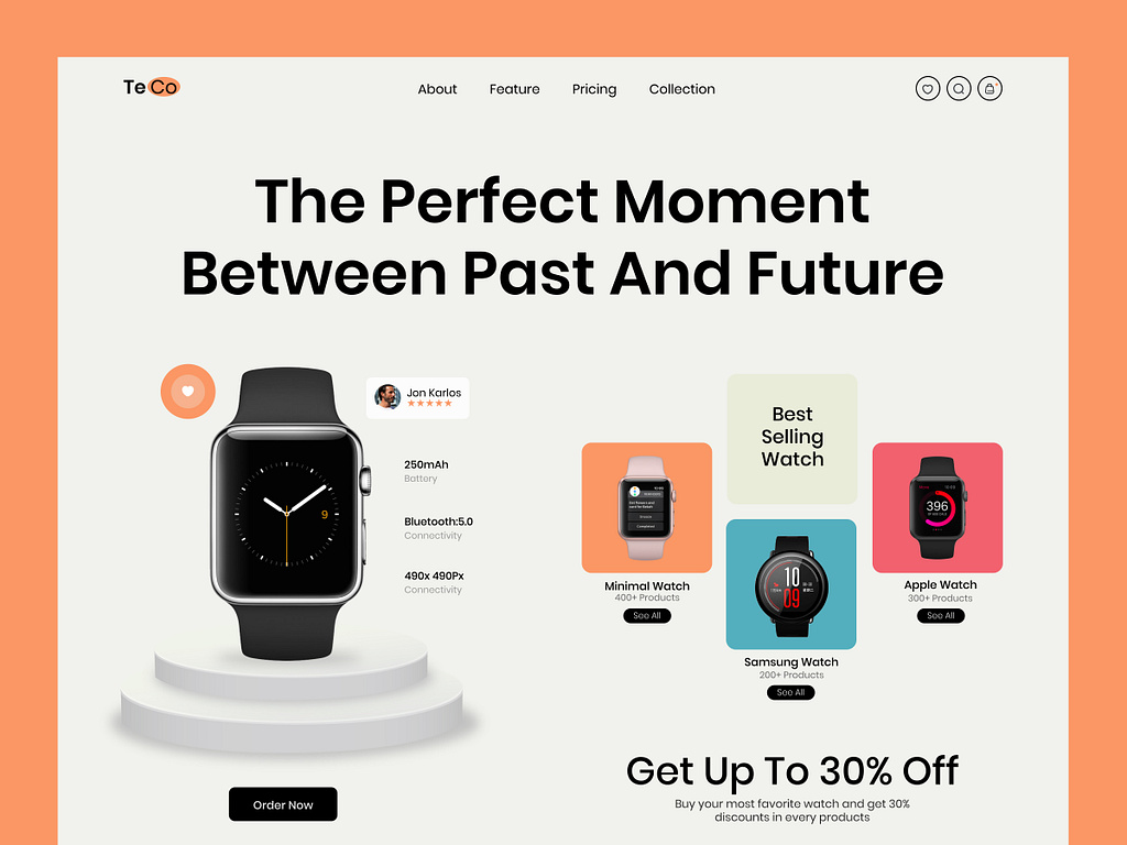 Smart Watch Website Landing Page by Sri Mithun Dash on Dribbble