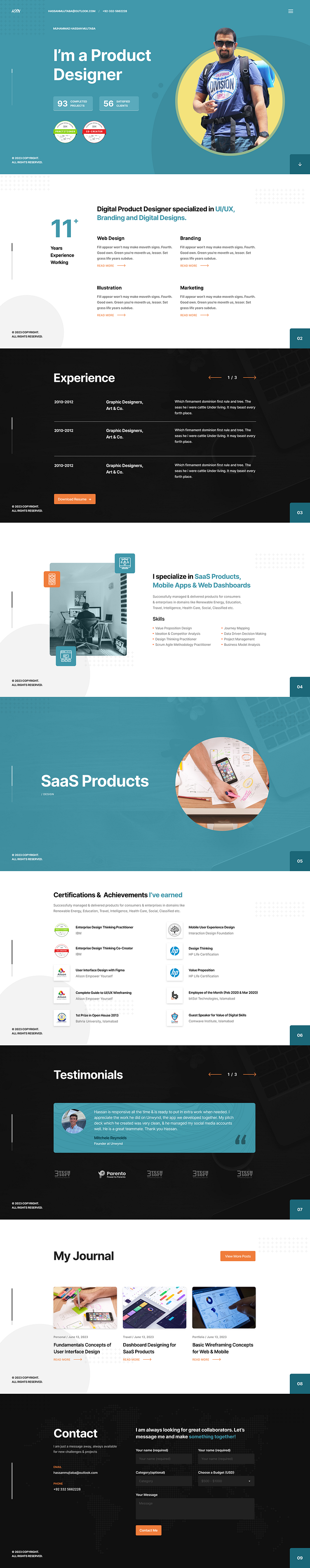 Personal Landing Page - Website Design by Muhammad Hassan Mujtaba on ...