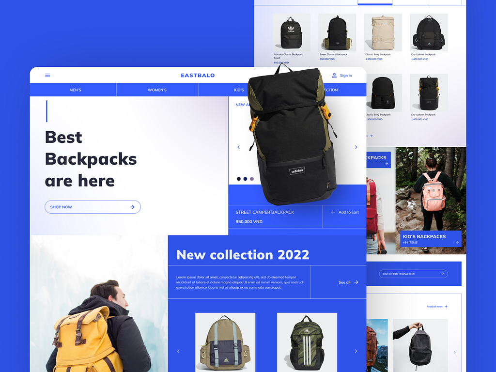 An E-commerce Backpacks Website UI Design by Thomas Duong on Dribbble