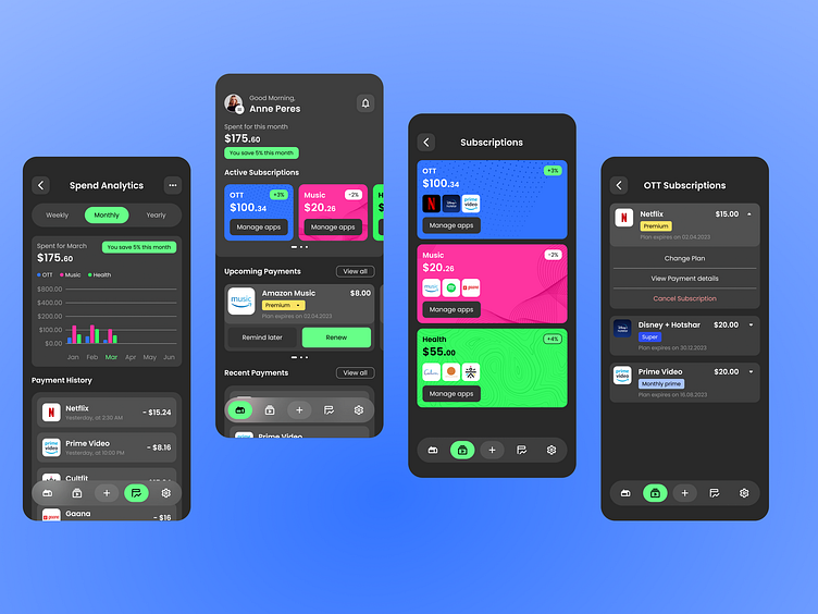Subscription Management App Design by Deep Chatterjee on Dribbble