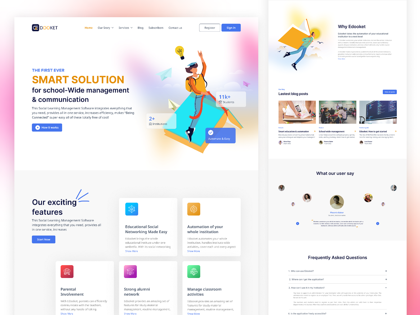 Smart education management platform landing page UI by Design Mingle on ...