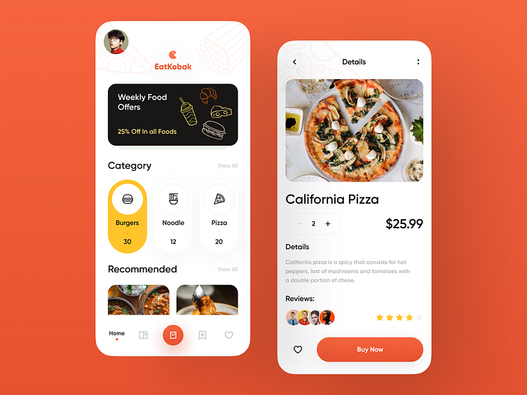 Food App UI by Amirul islam on Dribbble