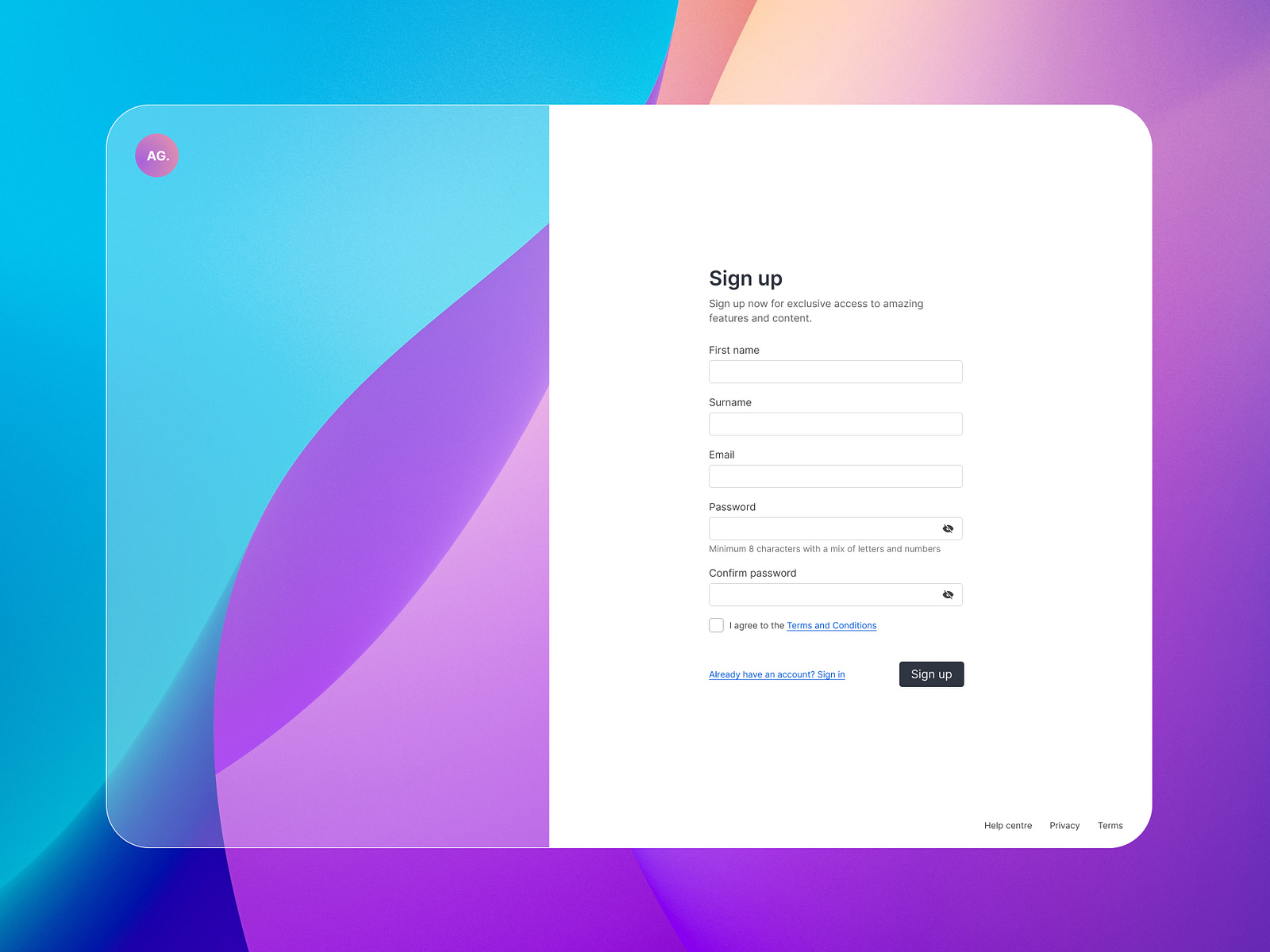 Sign up - Daily UI 001 by Anthony Gallagher on Dribbble