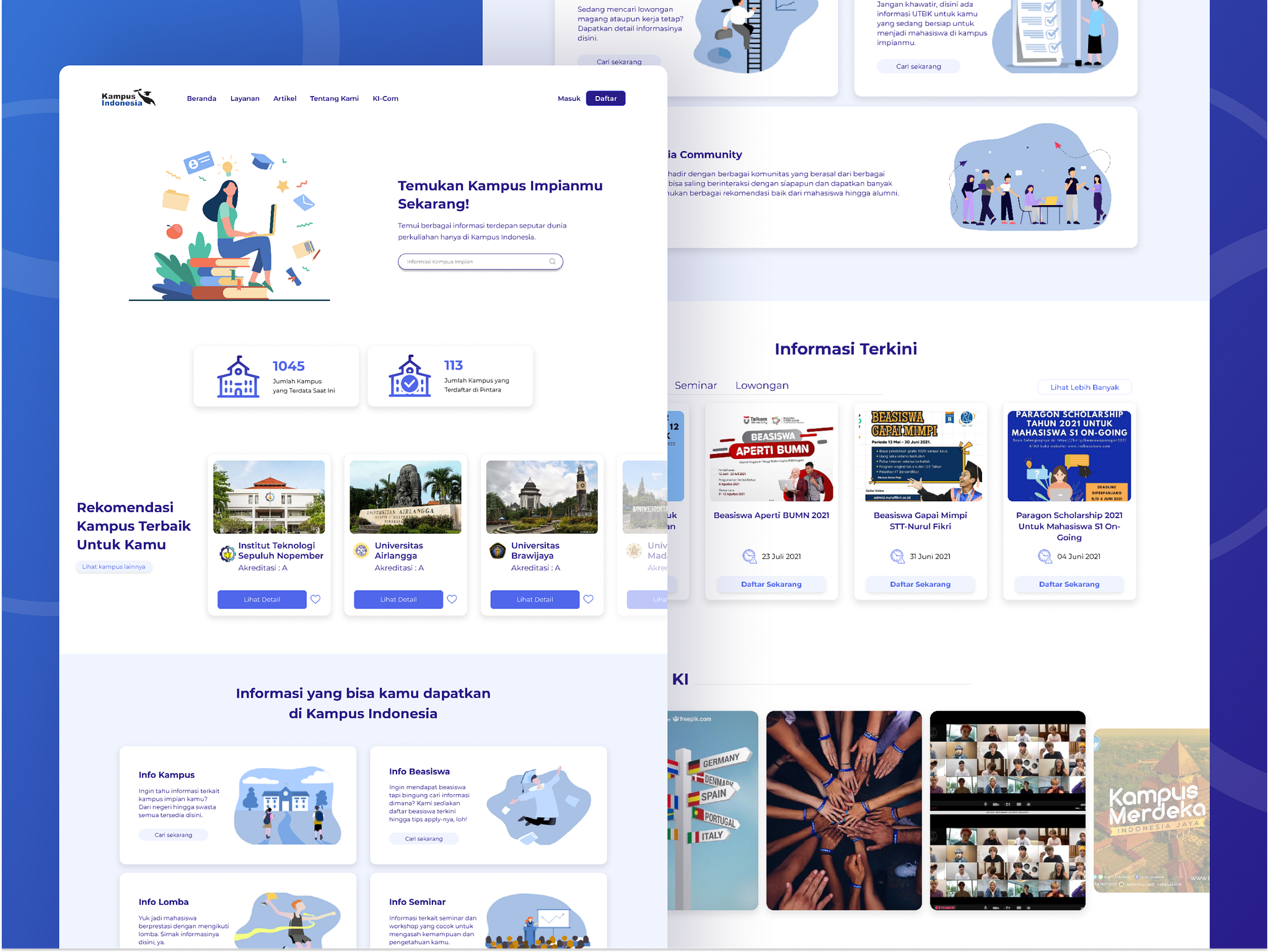 Homepage Education Website by Aura Nihda on Dribbble