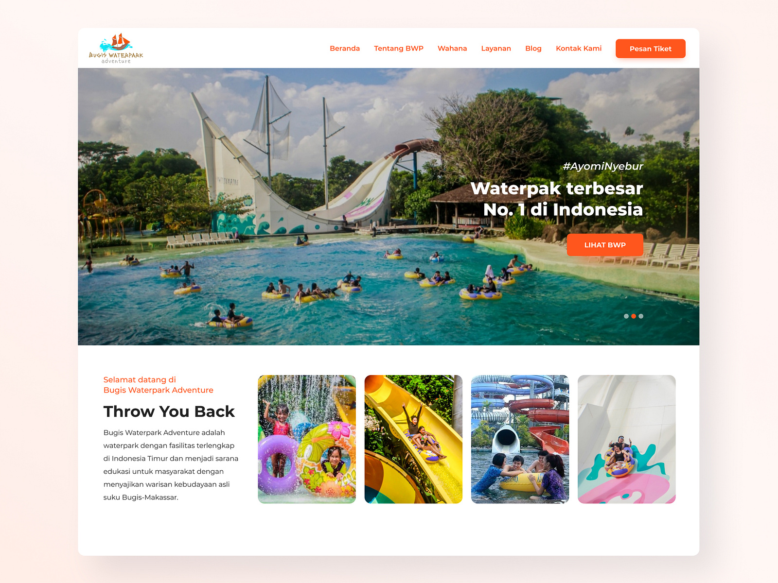 Waterpark Homepage | Web Design by Aura Nihda on Dribbble