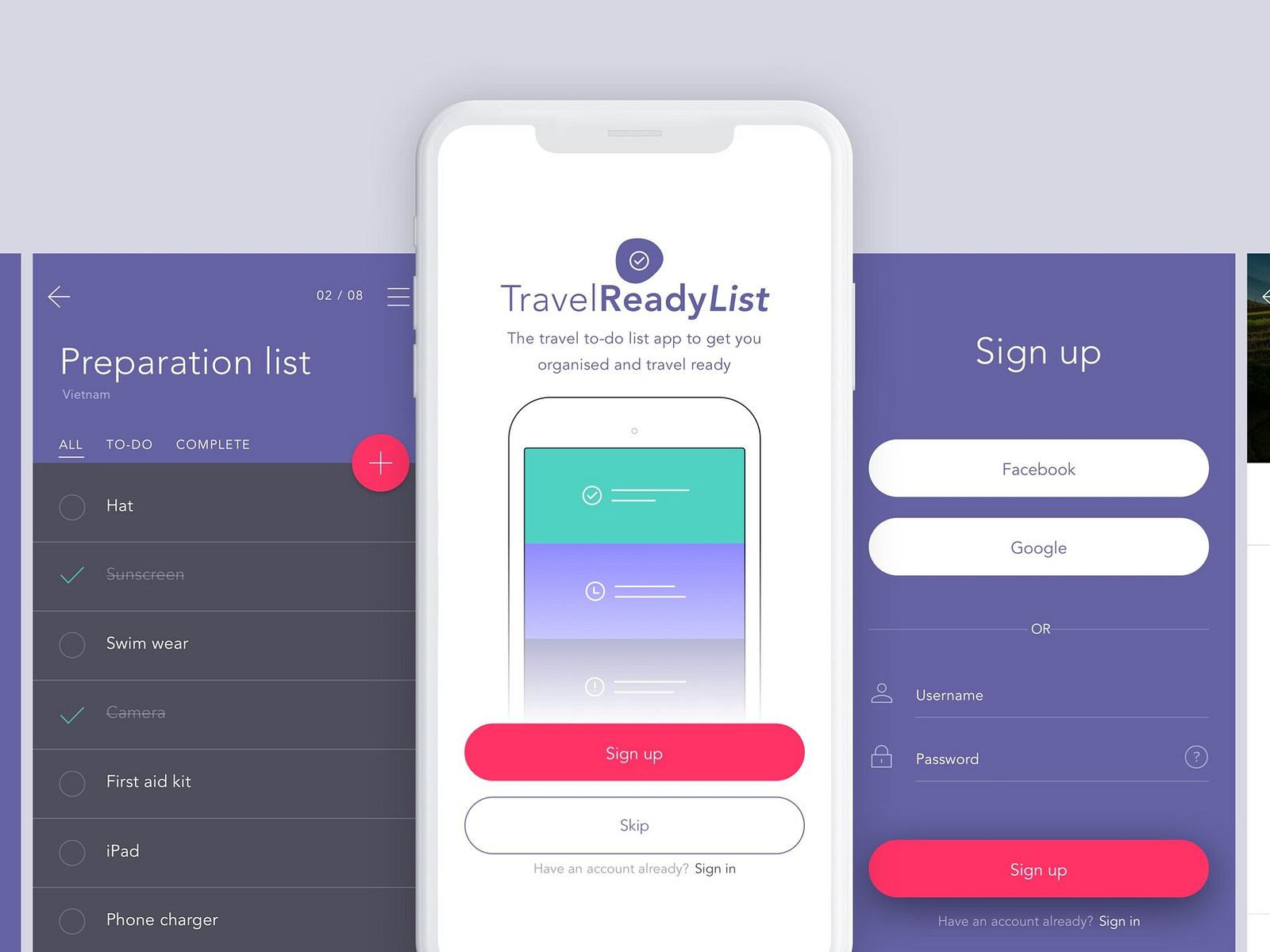 Travel Ready List App Design by Jesse Brockis on Dribbble