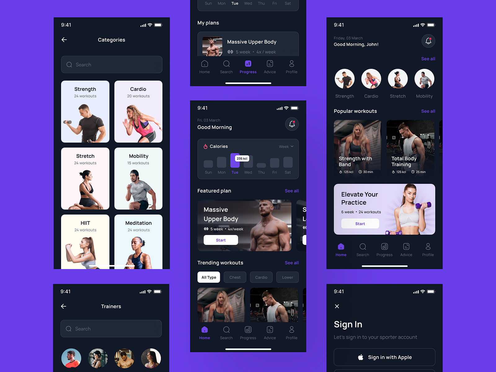 Sporter - Fitness & Workout App UI Kit by Pixlayer Interface for ...