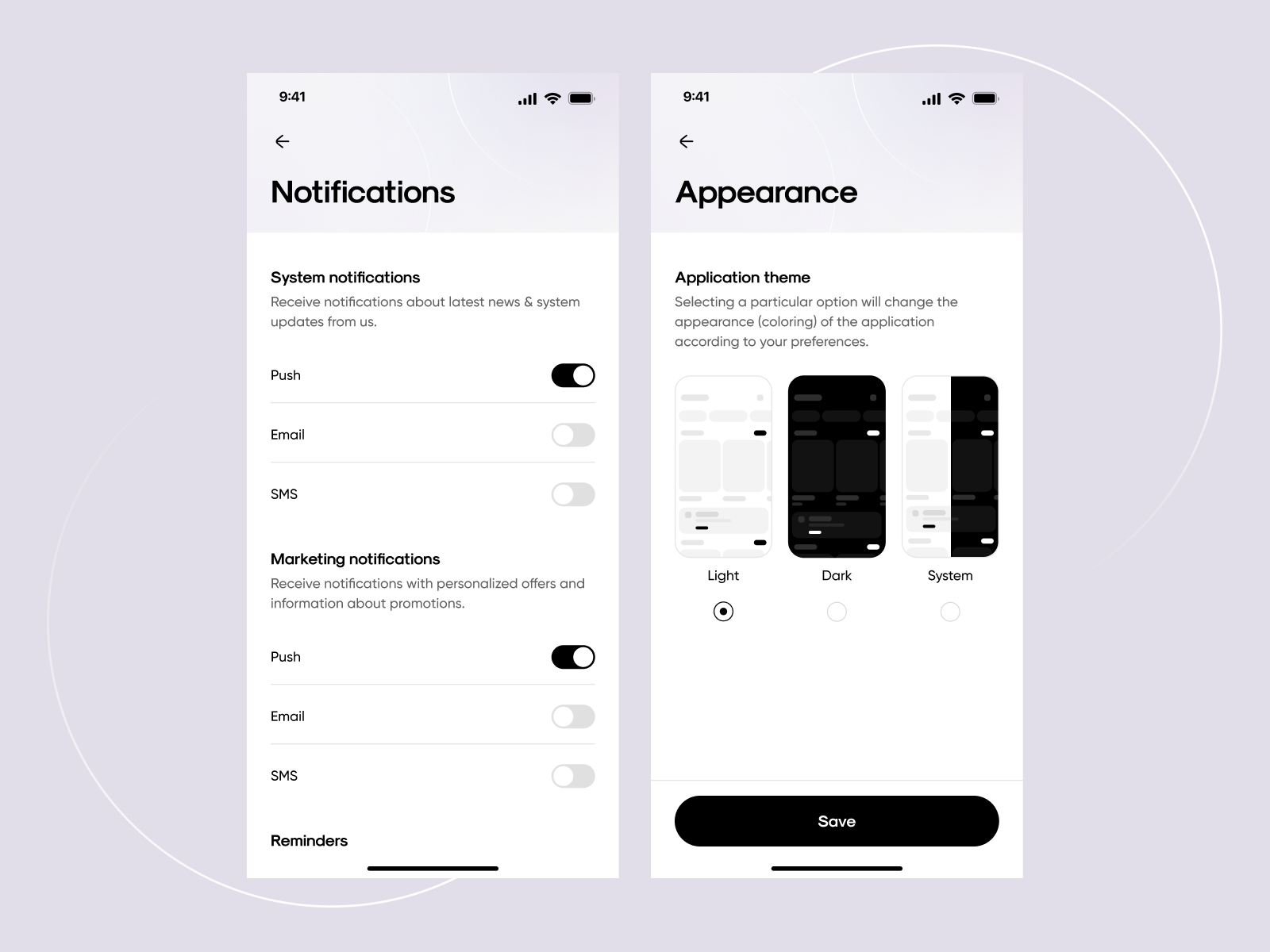 Mobile Settings - IOS App by Marcin Grygierczyk on Dribbble
