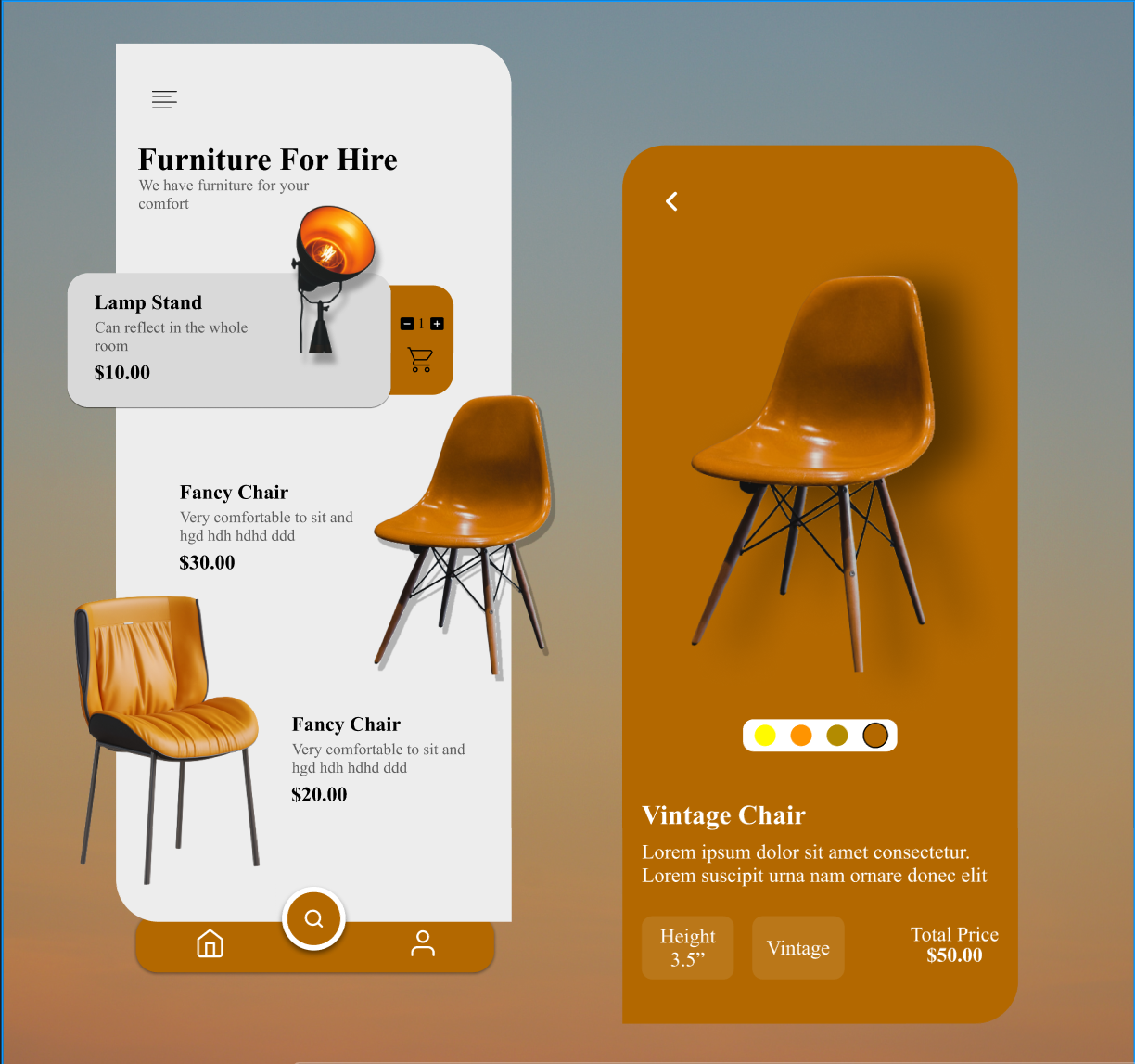 UI furniture design by Debbs on Dribbble