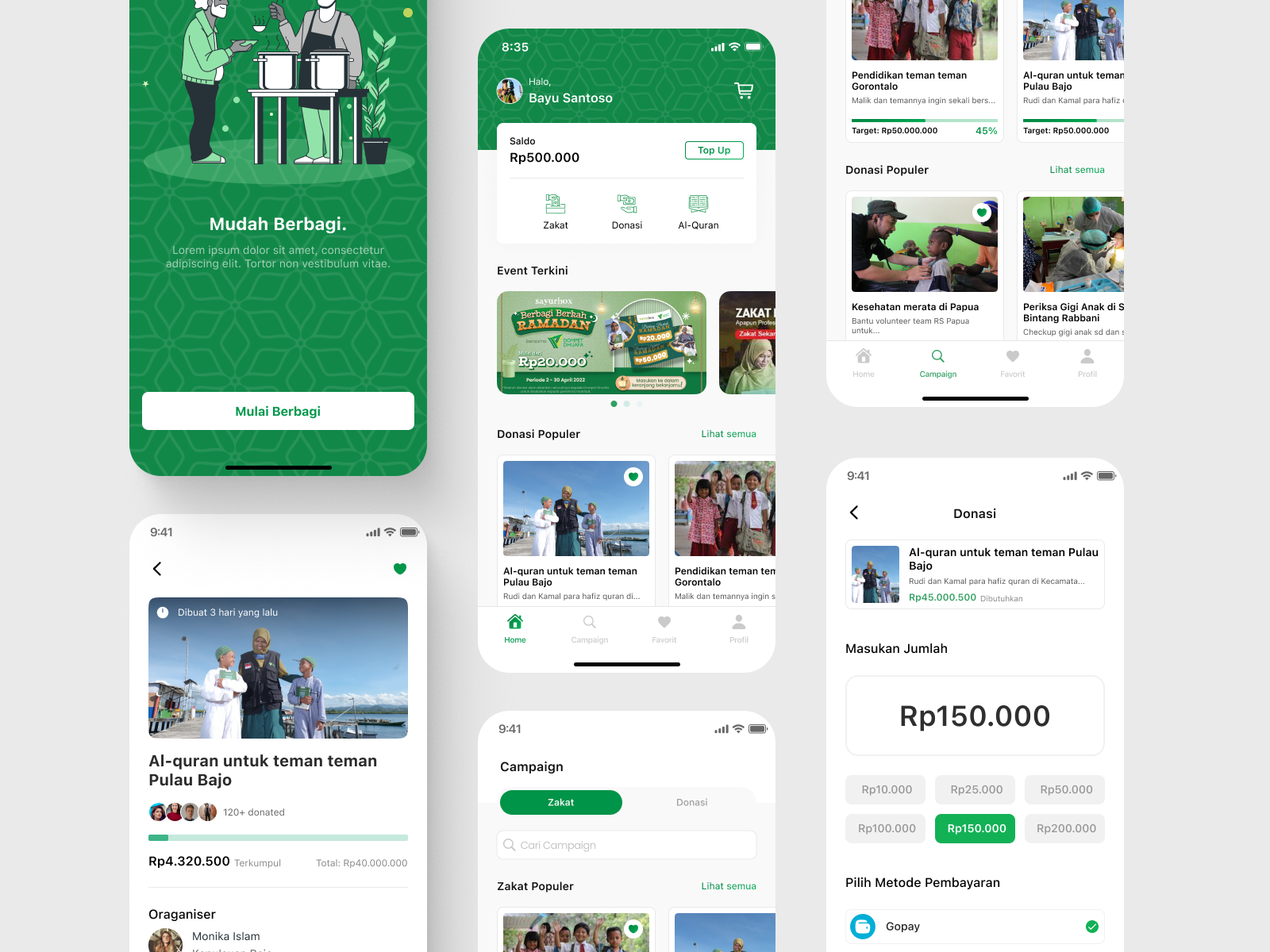 Islamic Donation Mobile App - UI/UX Design by Aninda Putri on Dribbble