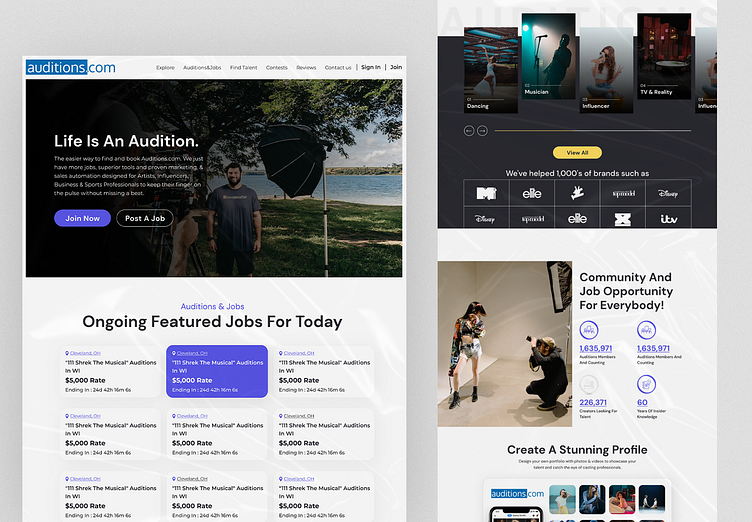 Audition Website | Landing Page Design by Pronota on Dribbble
