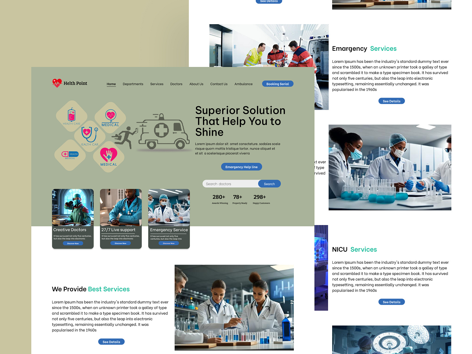 Hospital Service landing page UI design by Nadim Hossain on Dribbble