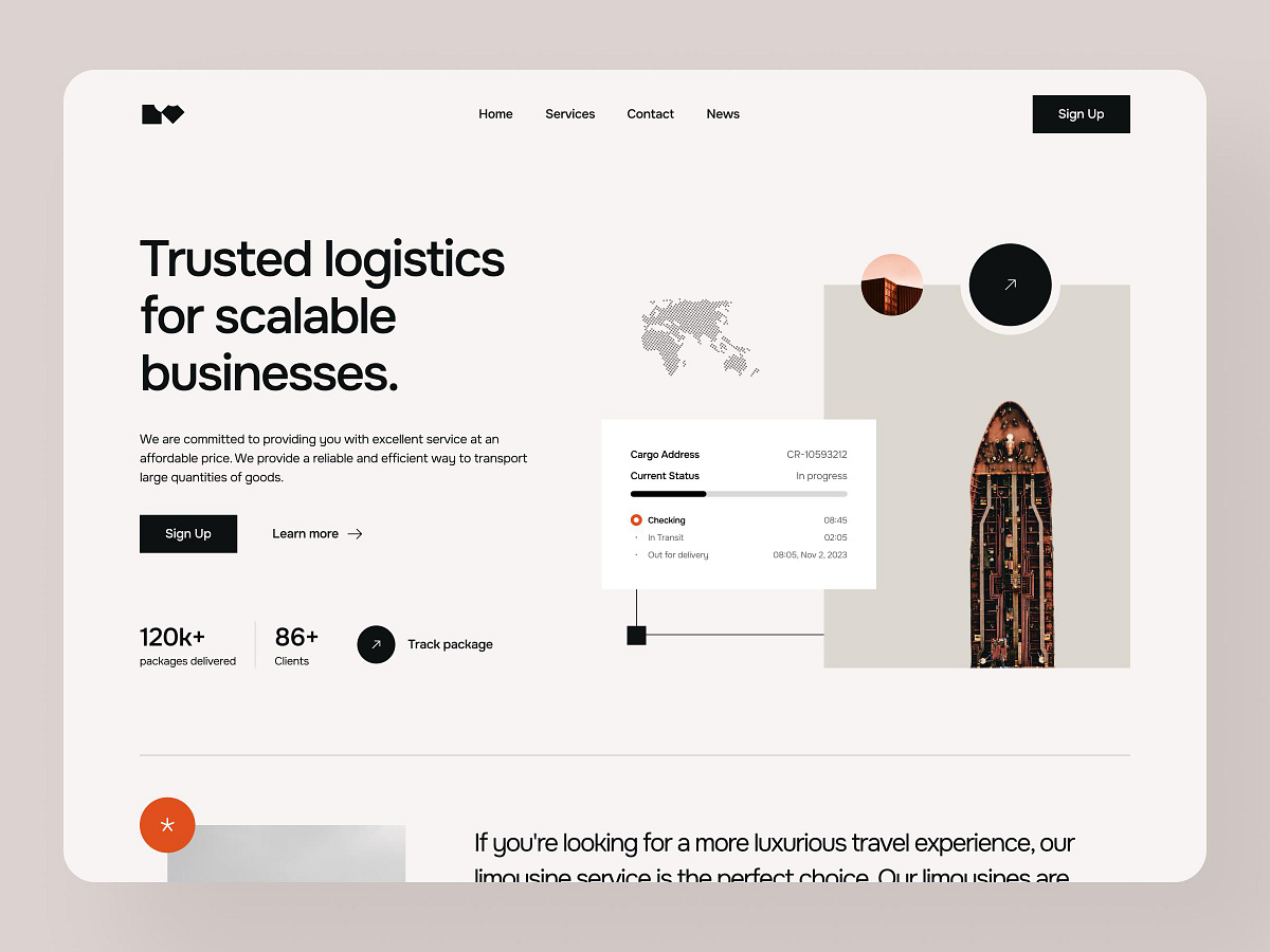 Gamut Logistics UI Concept Landing Page: Clean and Oceanic by Inverse ...