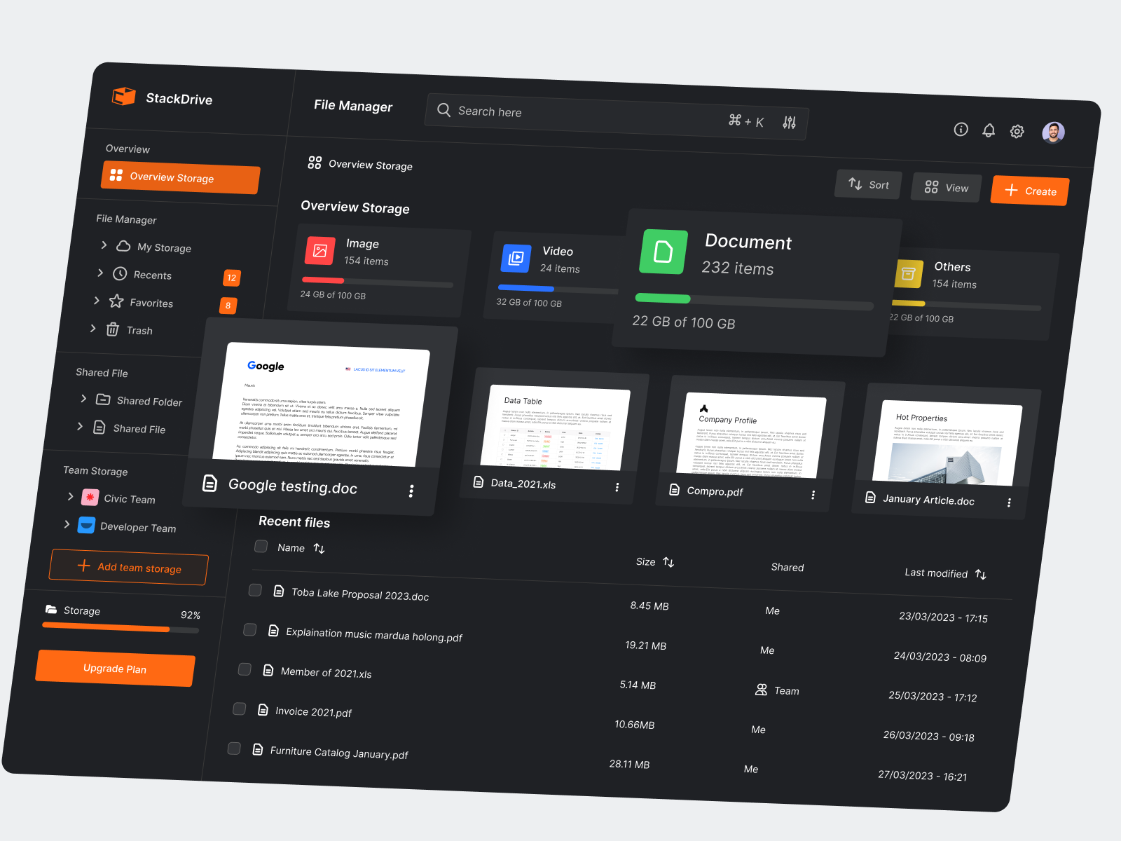 StackDrive - Cloud Storage Dashboard by Elux Design for Elux Space on ...