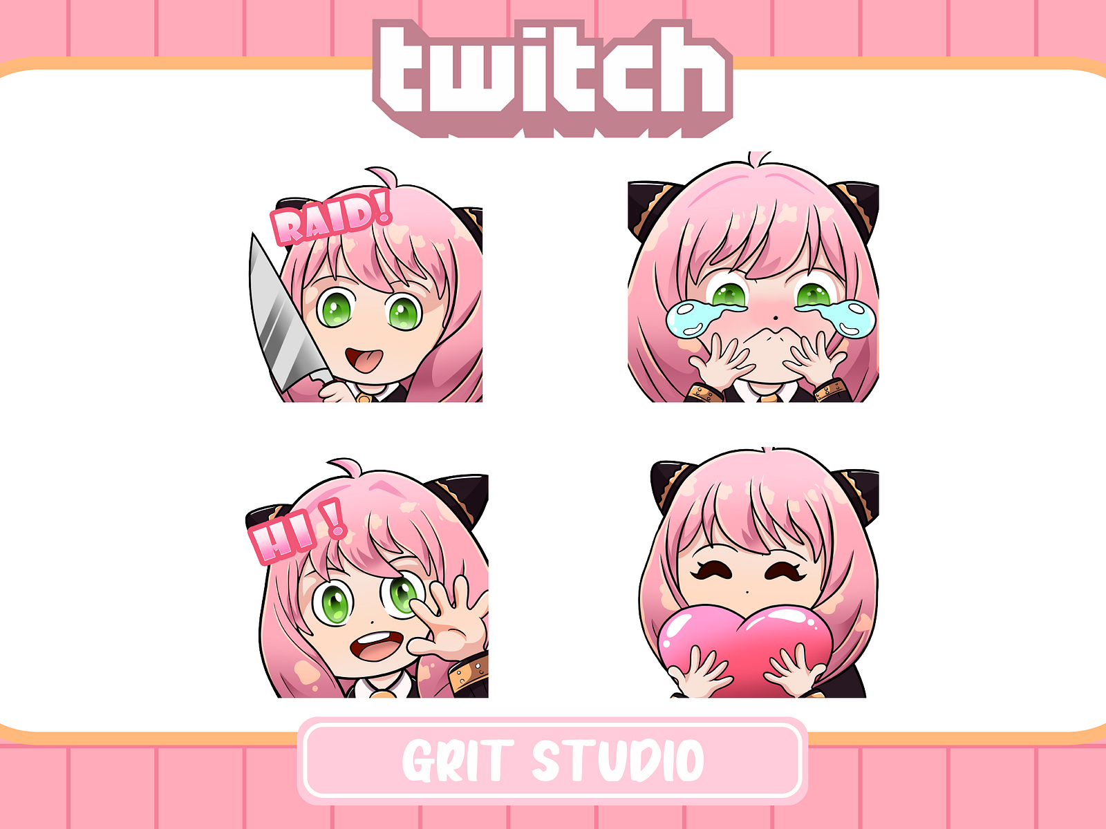 Anya Twitch Emotes Cute by Grit Studio on Dribbble