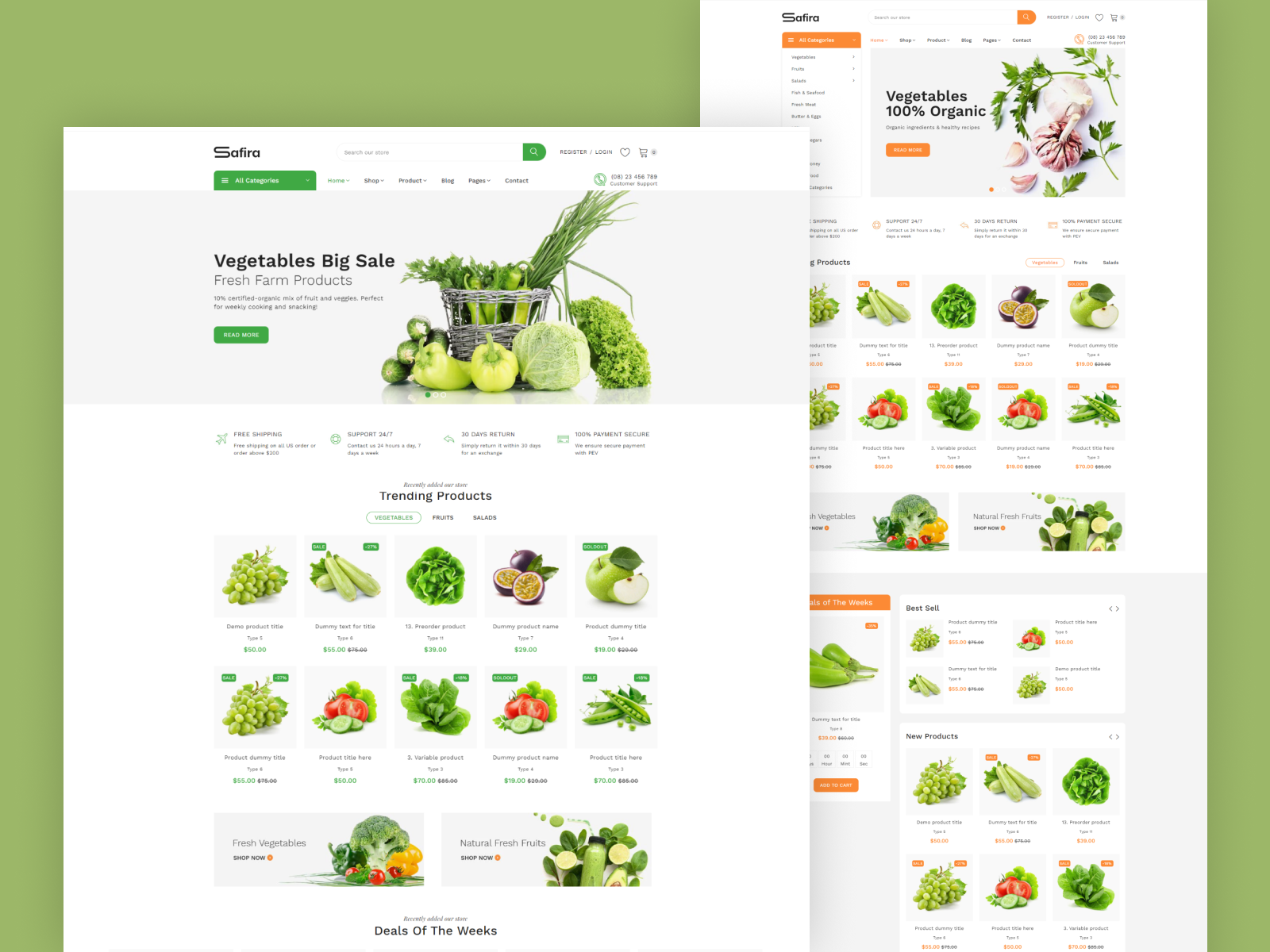 Clean Organic Food Store Shopify Theme - Safira by ShopiBuffet on Dribbble