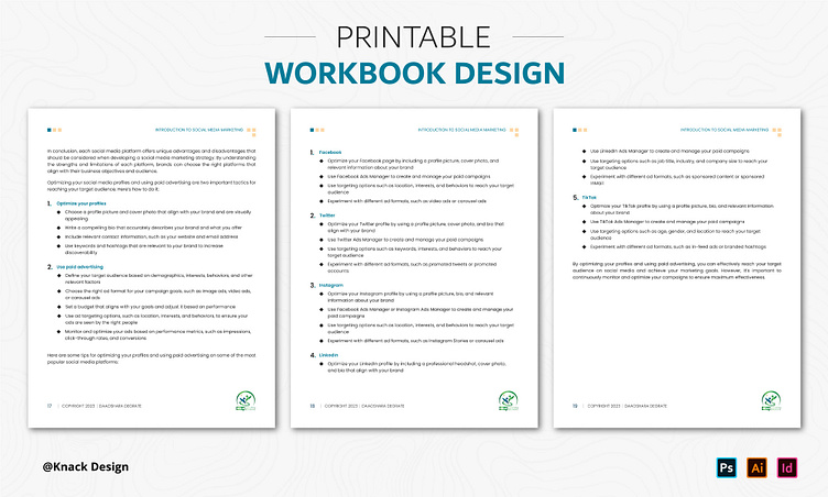 Printable Workbook Design by knack_design on Dribbble