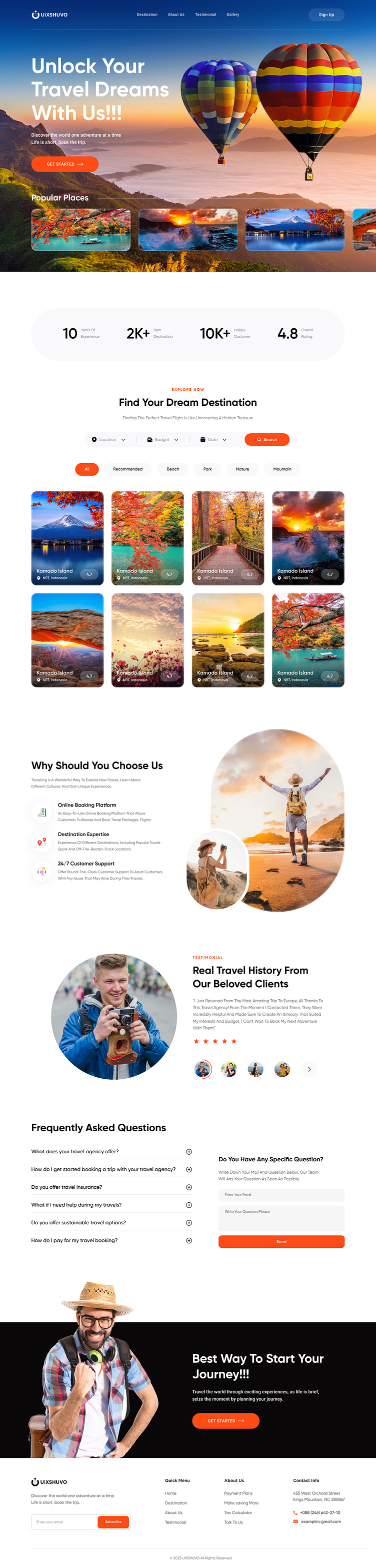 Travel Website Landing Page UI/UX Design by Uix Shuvo on Dribbble