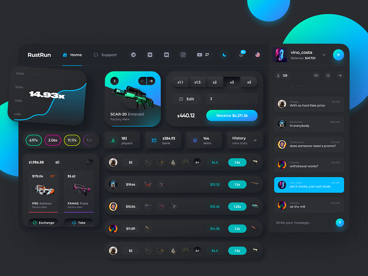 Skin Gambling UI Platform by Vino Costa Upwork on Dribbble