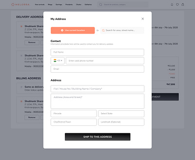 Select or Update Address - UI/UX by Rahul on Dribbble