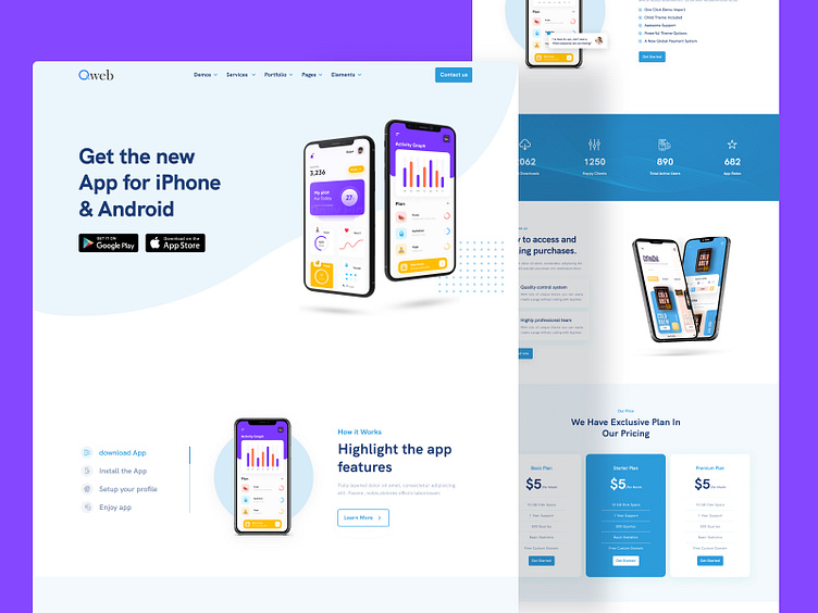 Mobile app landing page by Sk Nahid Hasan on Dribbble