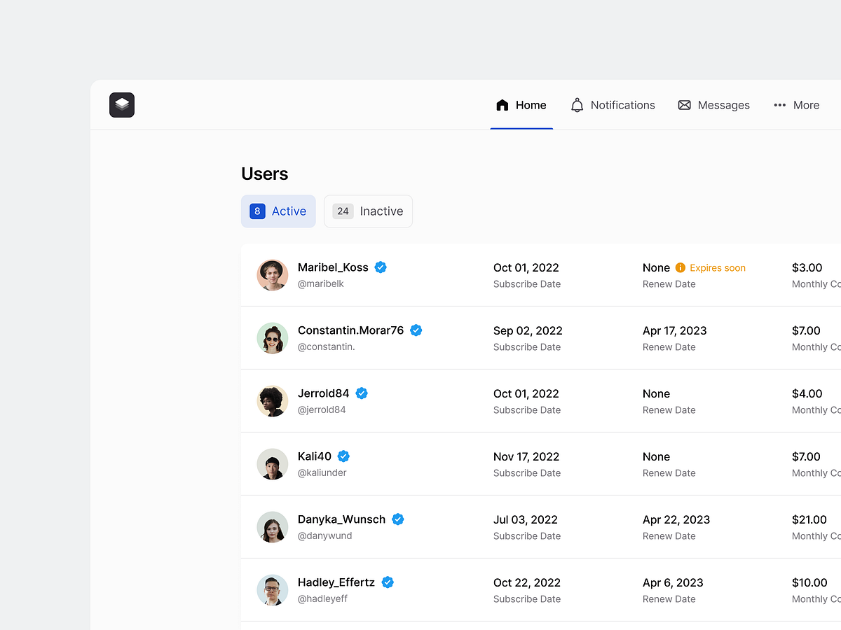 Stratis UI - User list by Monty Hayton on Dribbble