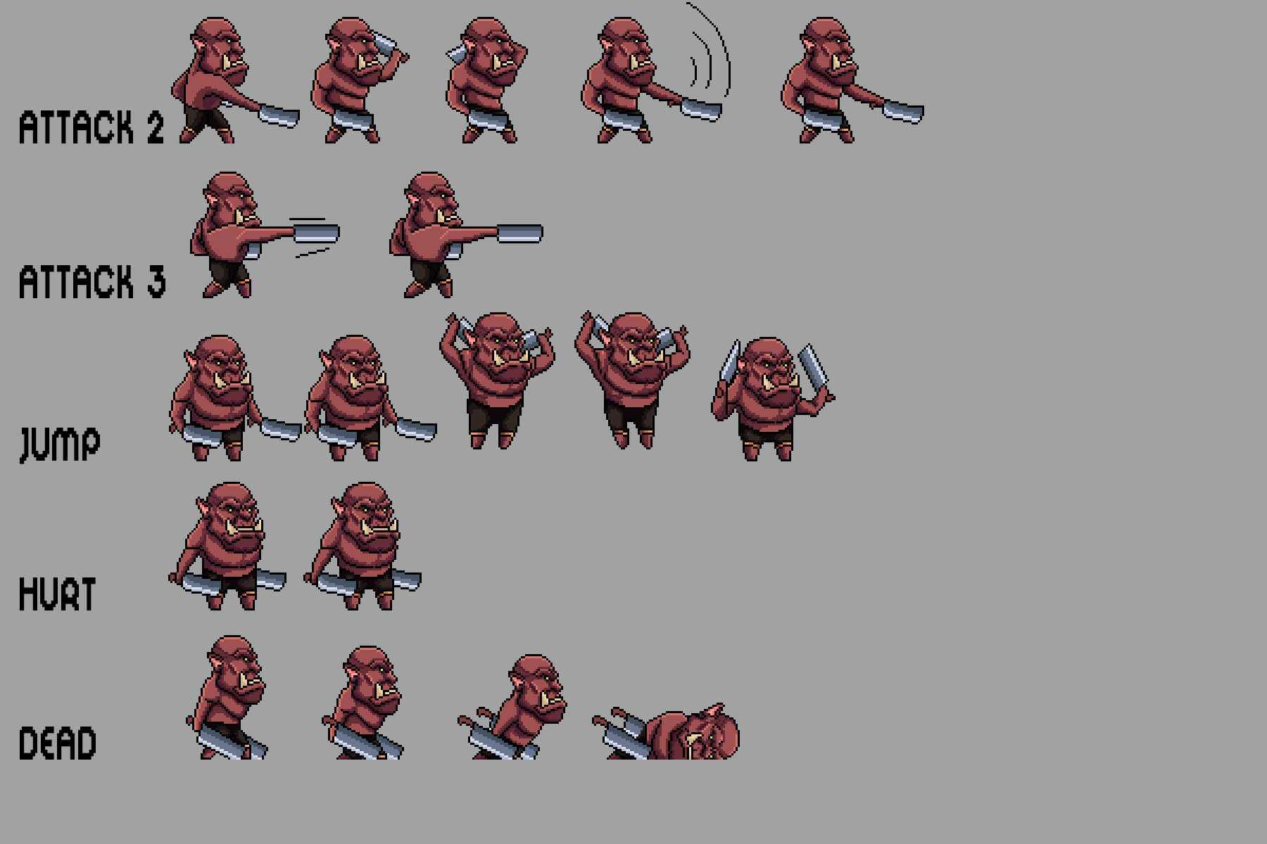 Free Orc Sprite Sheets Pixel Art by 2D Game Assets on Dribbble