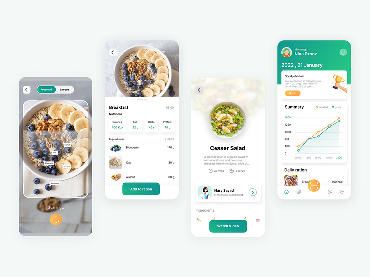 Diet and Food Tracker App Design by Mohamad Niazi on Dribbble