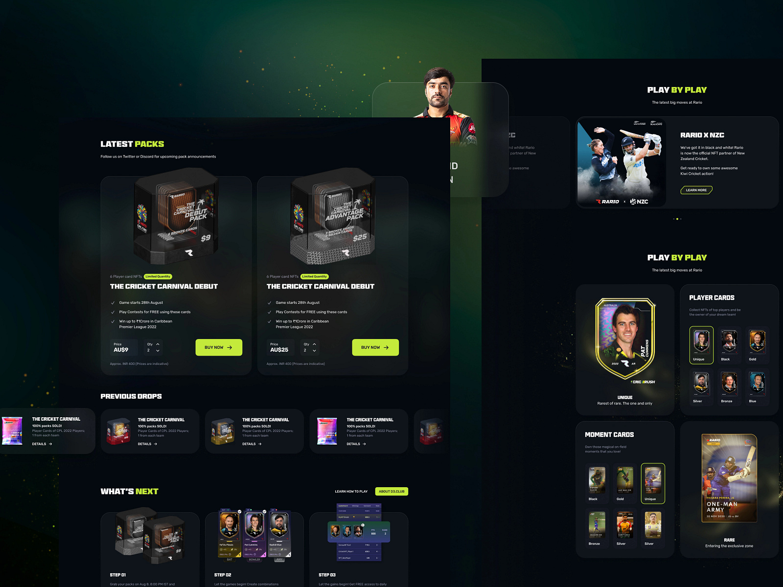 UI of the Digital Player Card Marketplace by Vino Costa Upwork on Dribbble