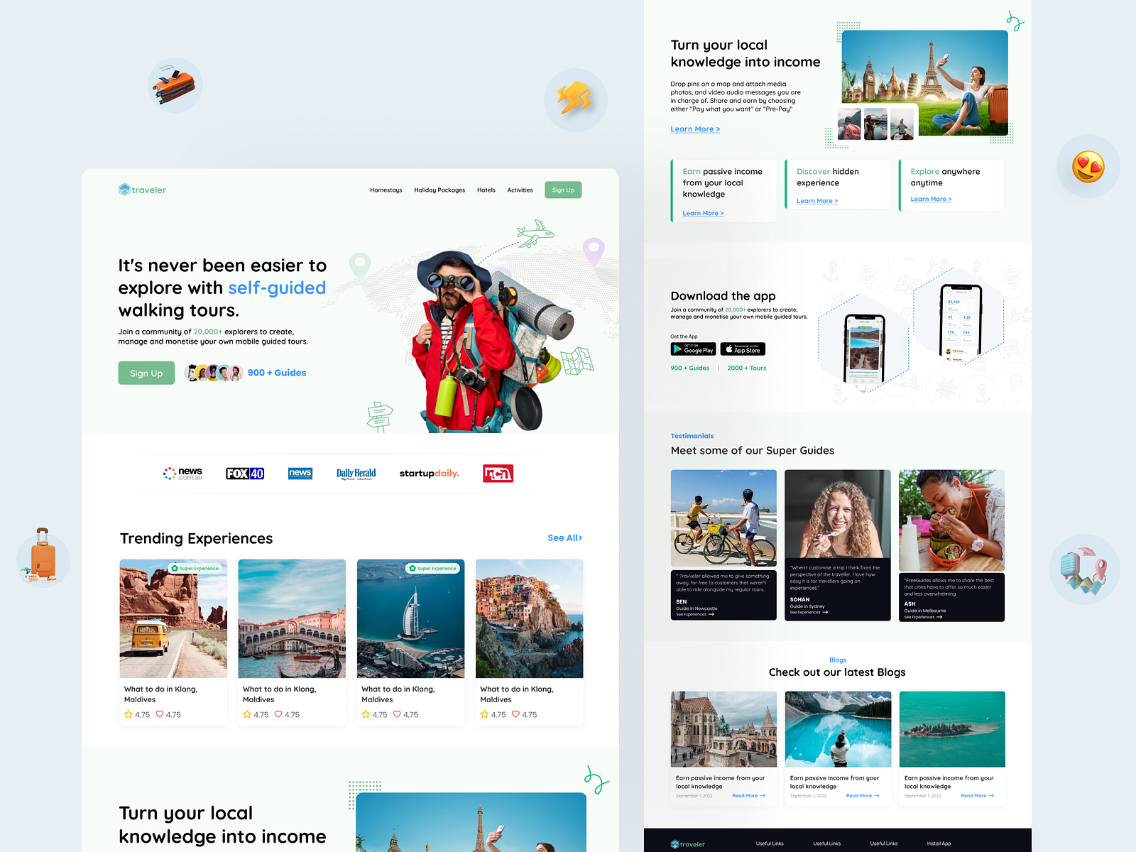 Traveler Website Landing page by Harshit on Dribbble