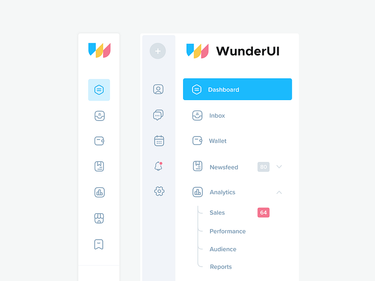 Sidebar Navigations - WunderUI by KL-Webmedia on Dribbble