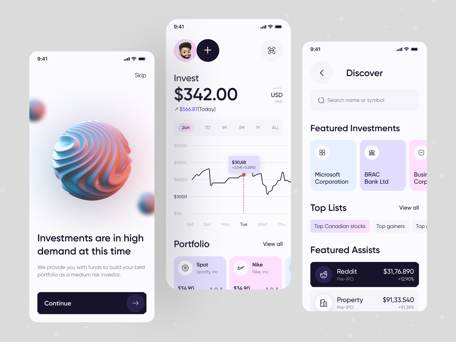 Investment App UI by Ofspace UX/UI on Dribbble