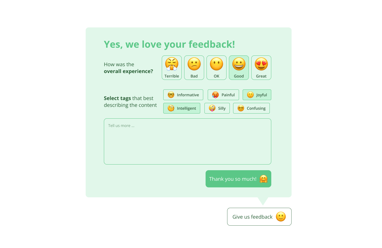 Yes, give us feedback by Ágúst Ævar on Dribbble