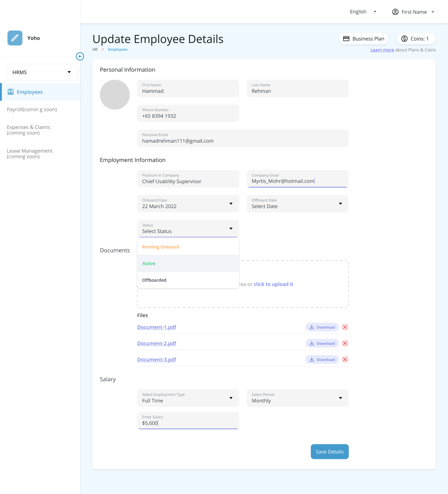 Employee Dashboard By Hammad Rehman On Dribbble