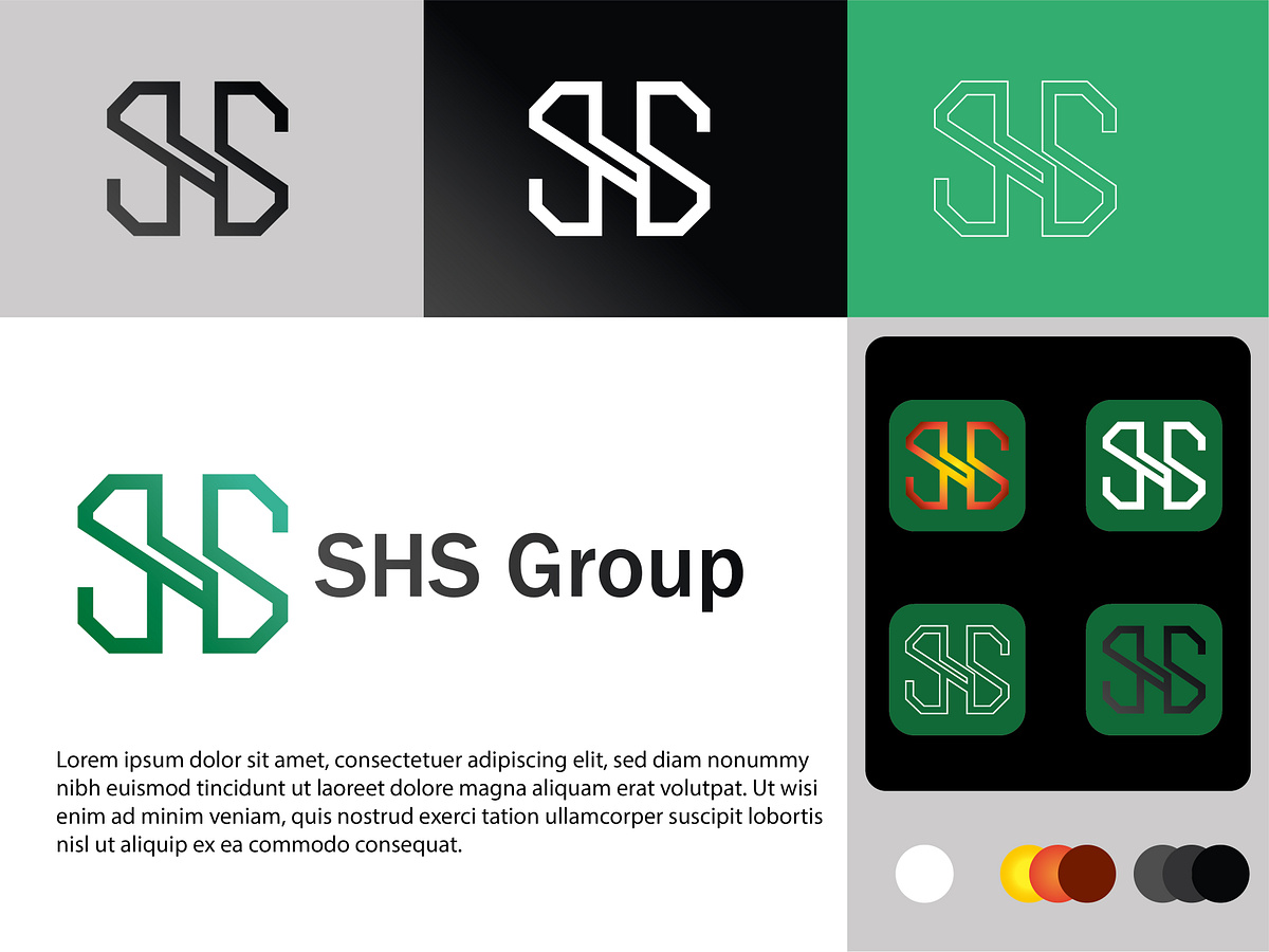 logo design letter SHS brand identity by Palash Kumar on Dribbble