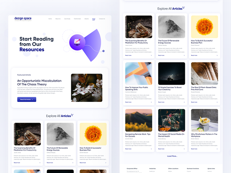 Blog Page Design | Dezign space Blog Page by Bazim Nubail on Dribbble