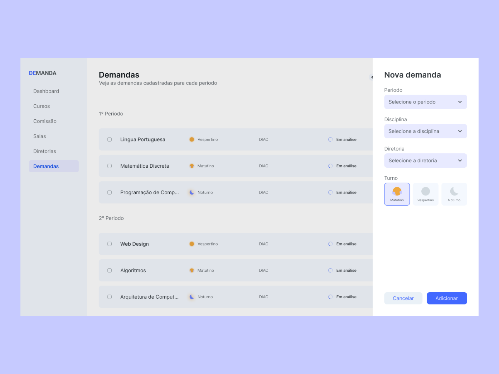 Admin demand list : DEmanda app by Diogo Santos on Dribbble