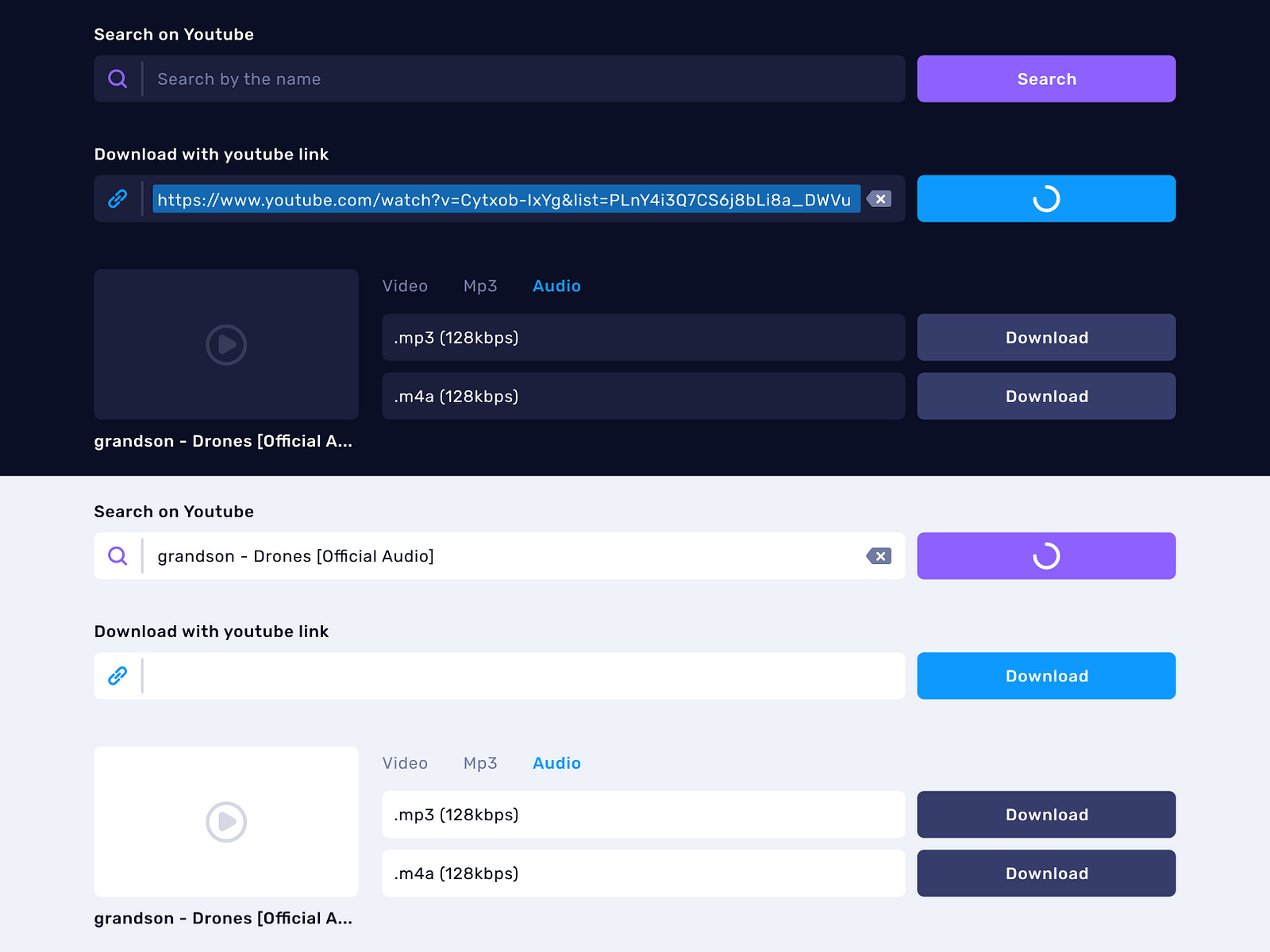Youtube Downloader | Light & Dark Mode by Aleksandra Lavretieva on Dribbble