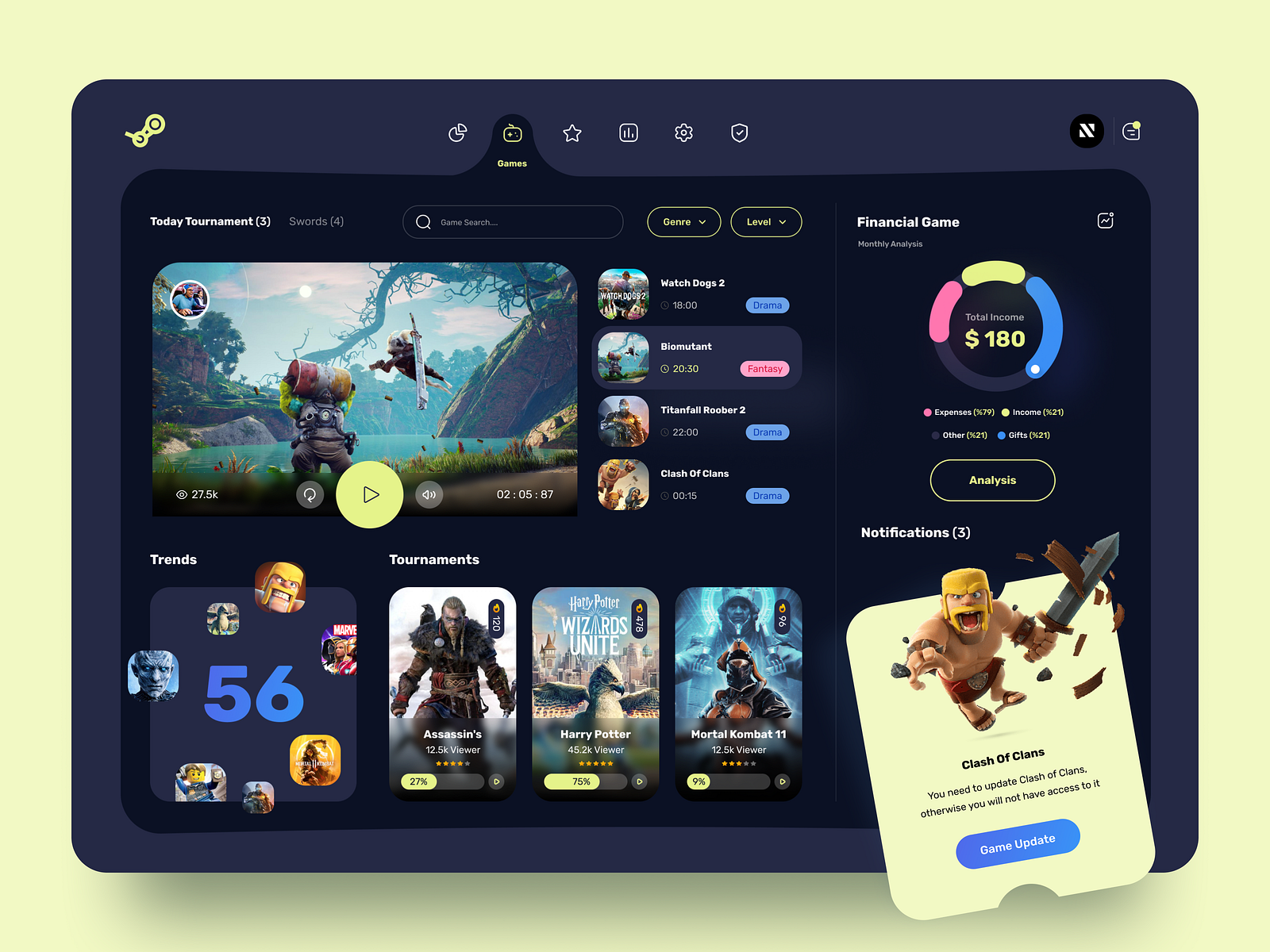 Game Dashboard Web Design by Nixtio on Dribbble