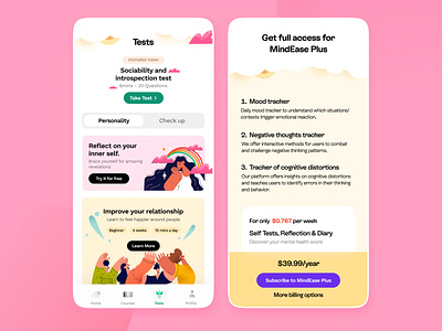 MindEase Tests - Online Therapy App by Mahima Mahajan on Dribbble