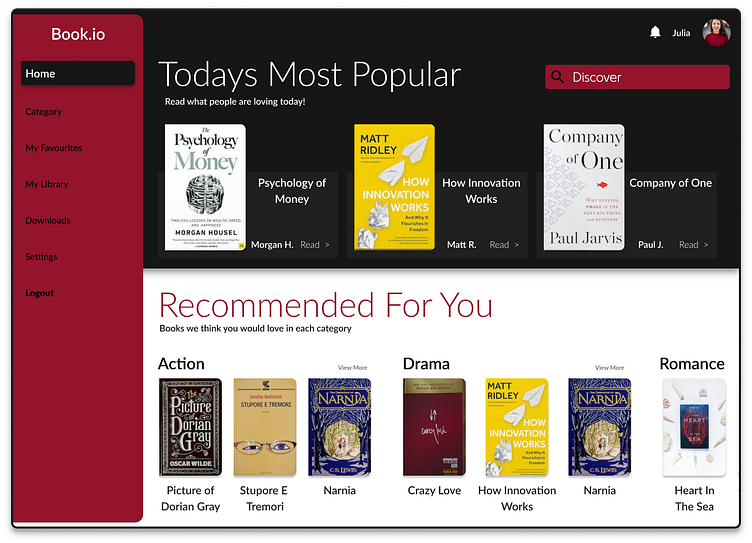 Book Reading Desktop App Dashboard by Harris Nasir on Dribbble