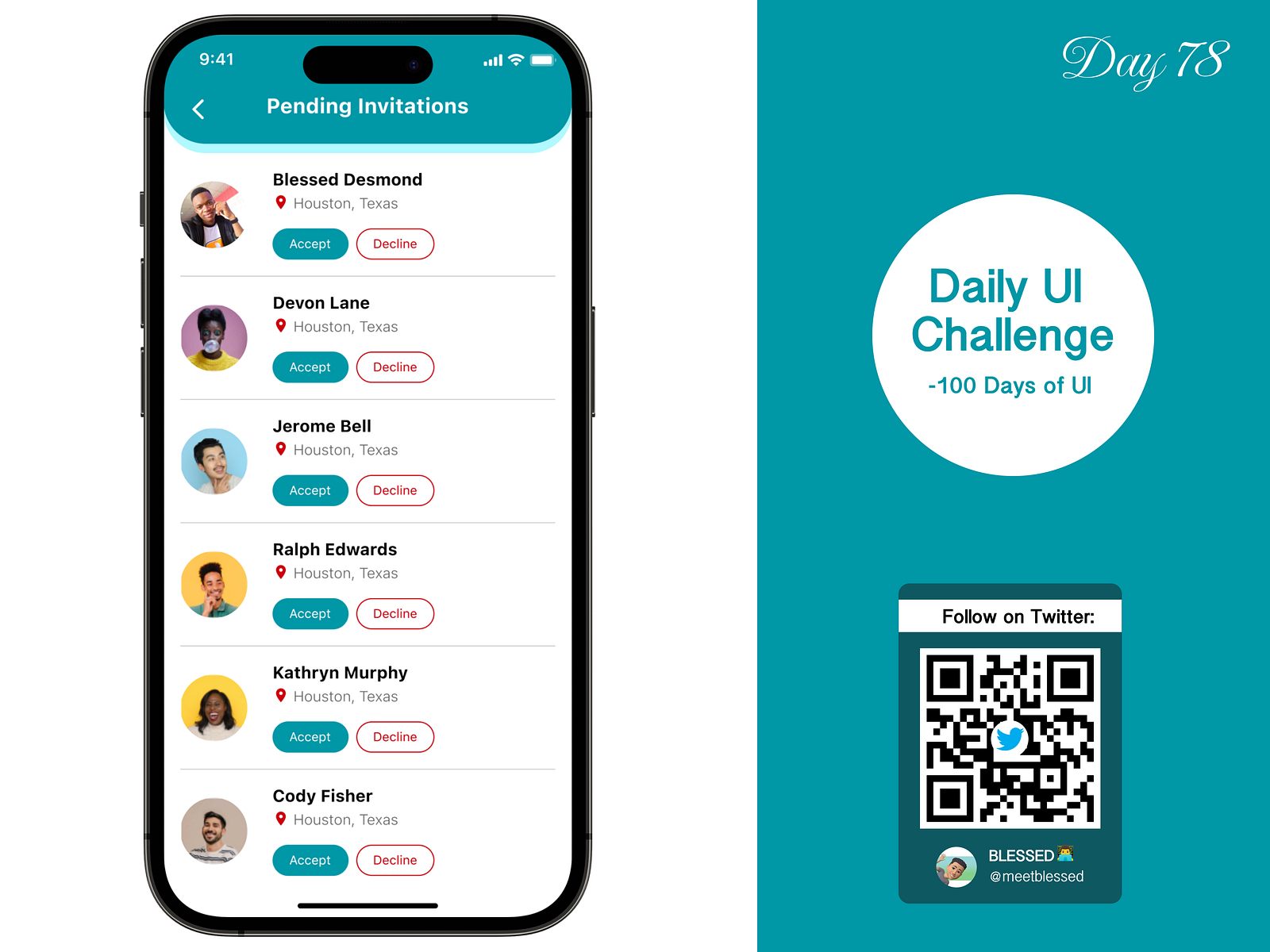 Day 78 Task: Design a Pending invitation screen. #DailyUI by Blessed ...