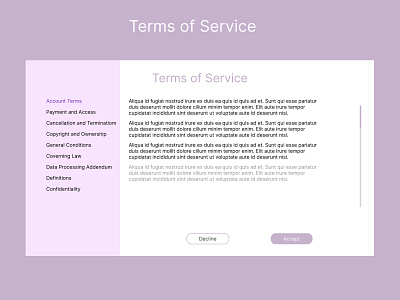Terms Of Service UI Design designs, themes, templates and downloadable ...