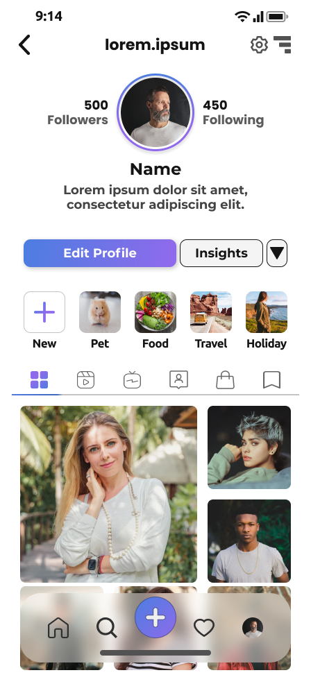 Instagram Mobile App Profile Page Redesign by Saman Jain on Dribbble