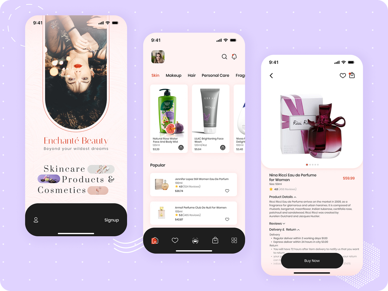 Enchanté Beauty App UI Design by Safayet Hossain on Dribbble