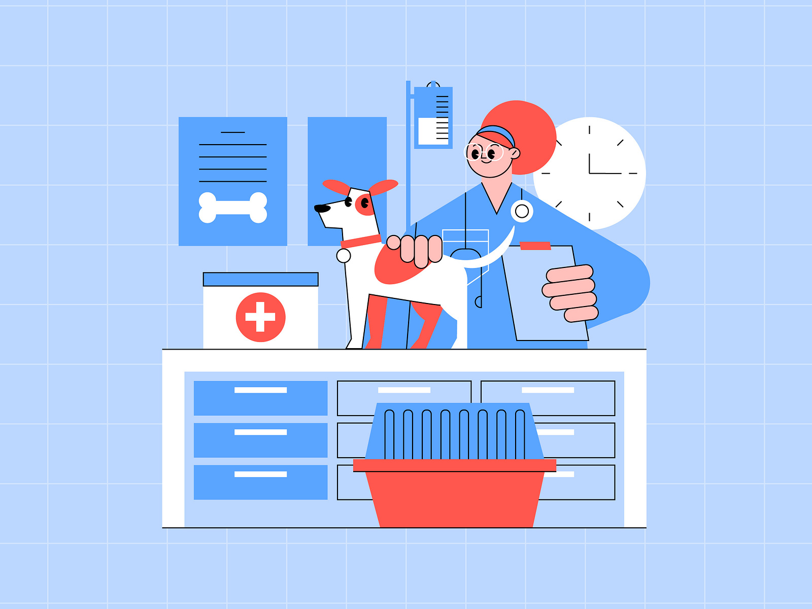 Vet Hand drawn Flat Cartoon Marketing Templates Set by Gregory Silva on ...