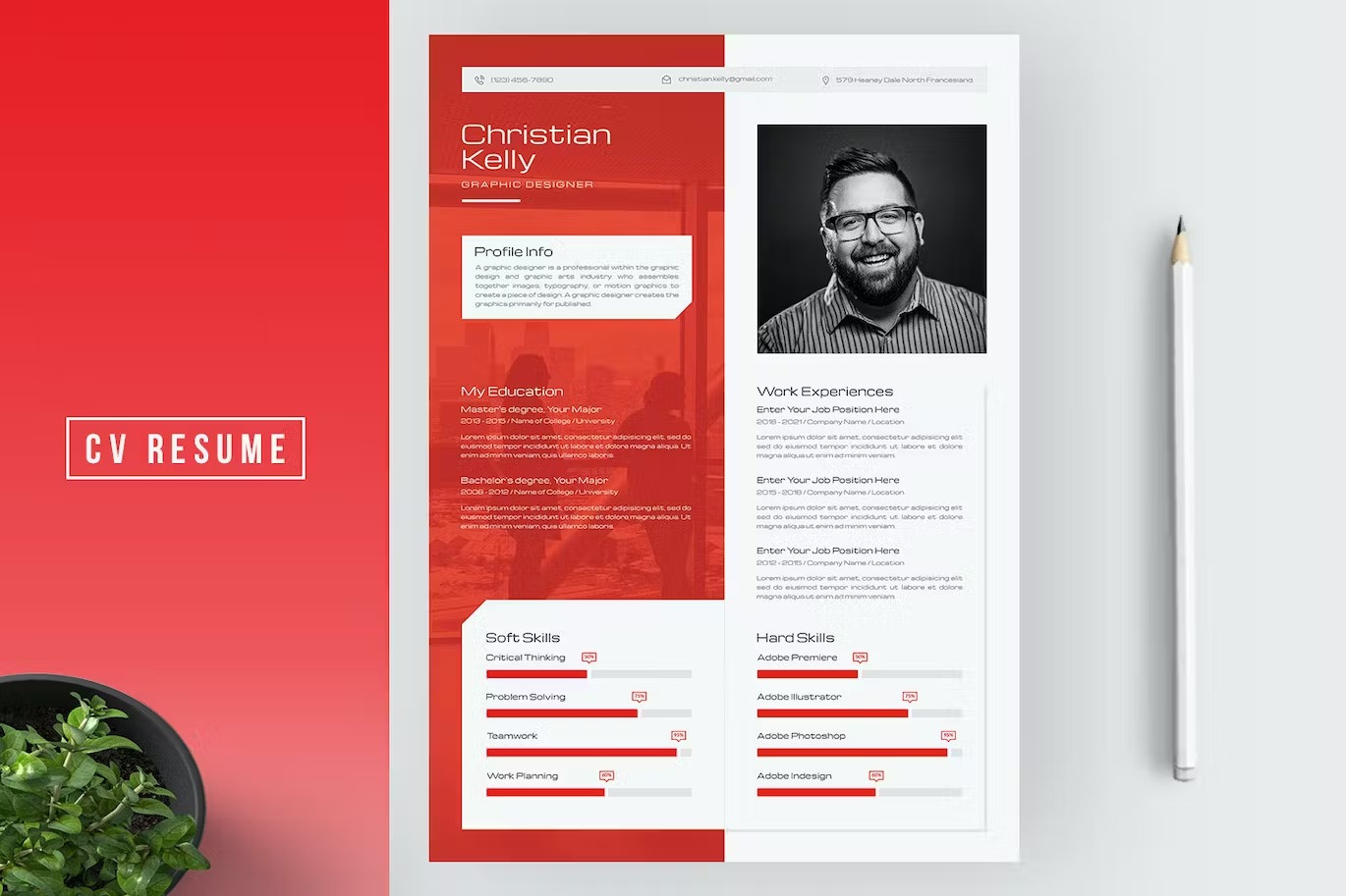 Red CV Template by Design My CV on Dribbble