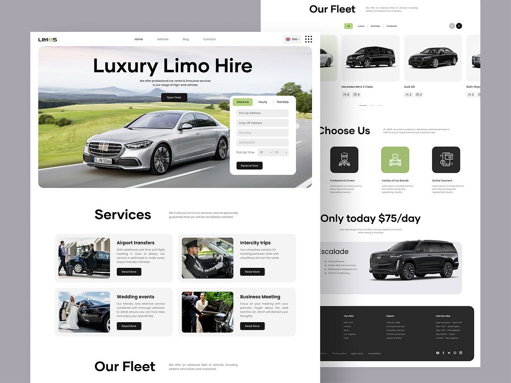 LIMOS - Limousine Service Booking Website by Usman A. on Dribbble